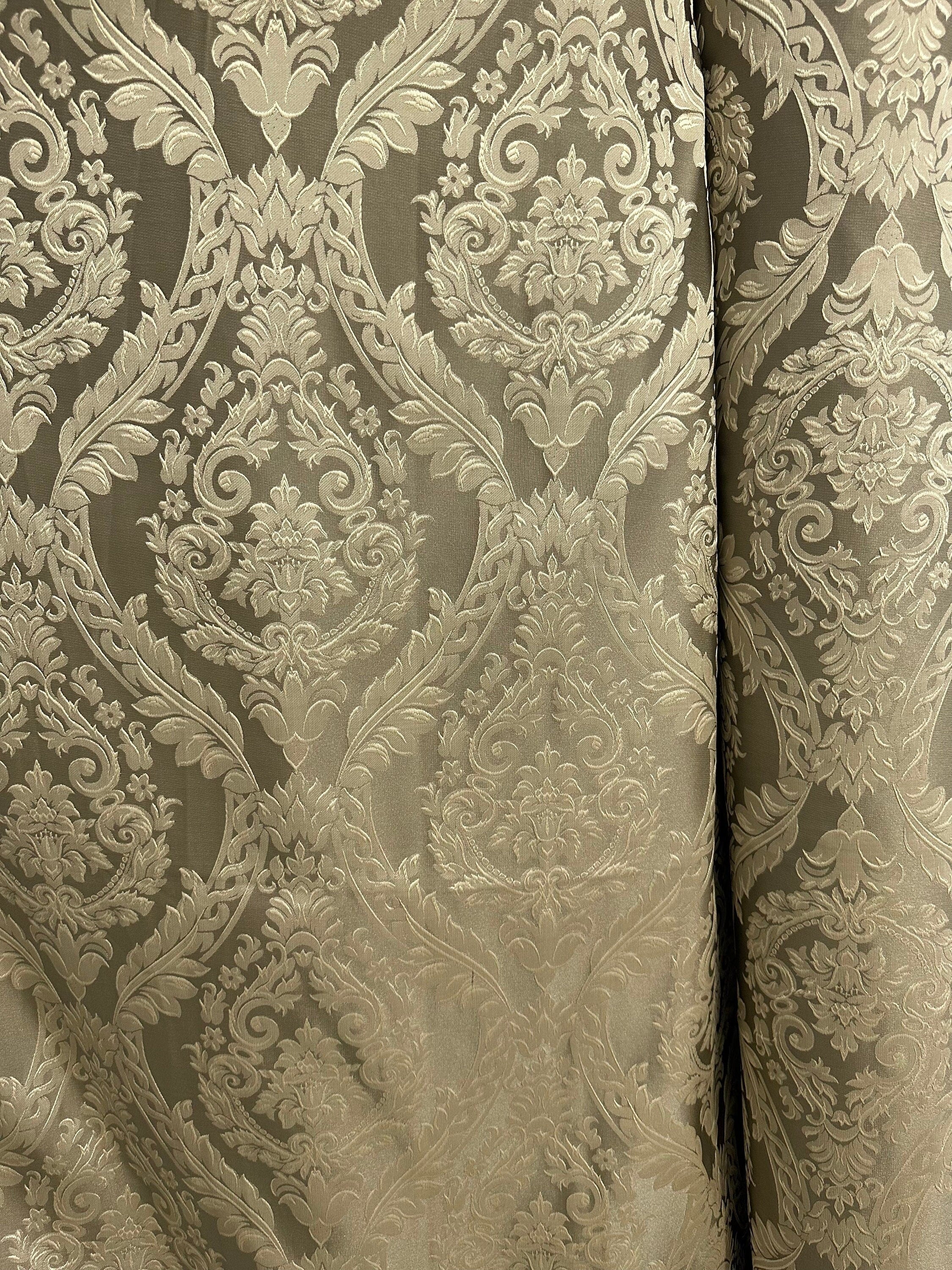 LIGHT BROWN Damask Brocade Upholstery Drapery Fabric (110 in.) Sold BT ...