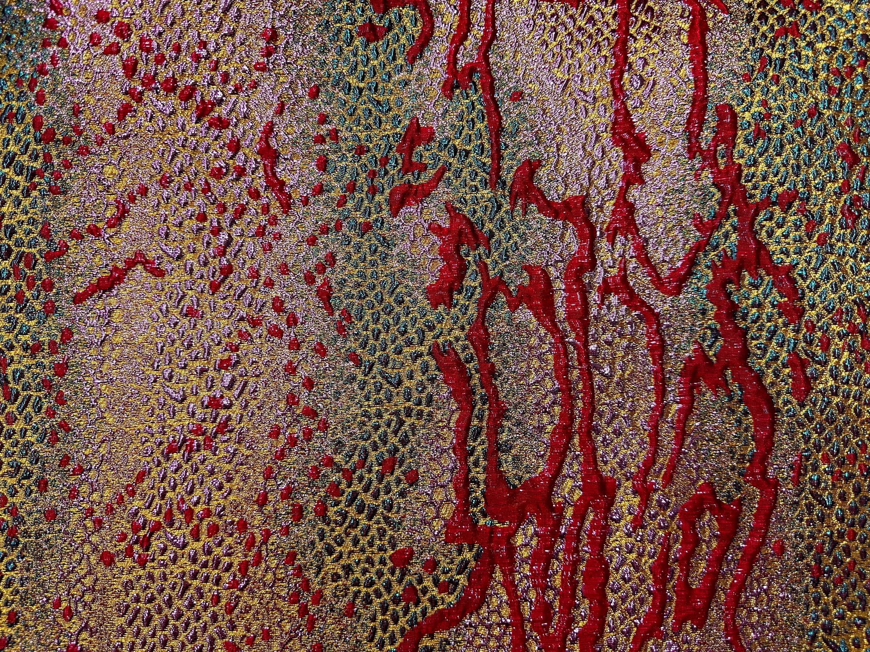 RED Multicolor Reptile Pattern Metallic Brocade Fabric (60 in.) Sold B ...